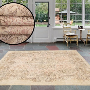 Rugs for Living Room, Vintage Area Rug, Large Size Rug, Cream Color Rug ...