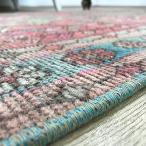 Oushak Runner, Pink Green Rug, Stair Rug, Runner Mat, Carpet Runner ...