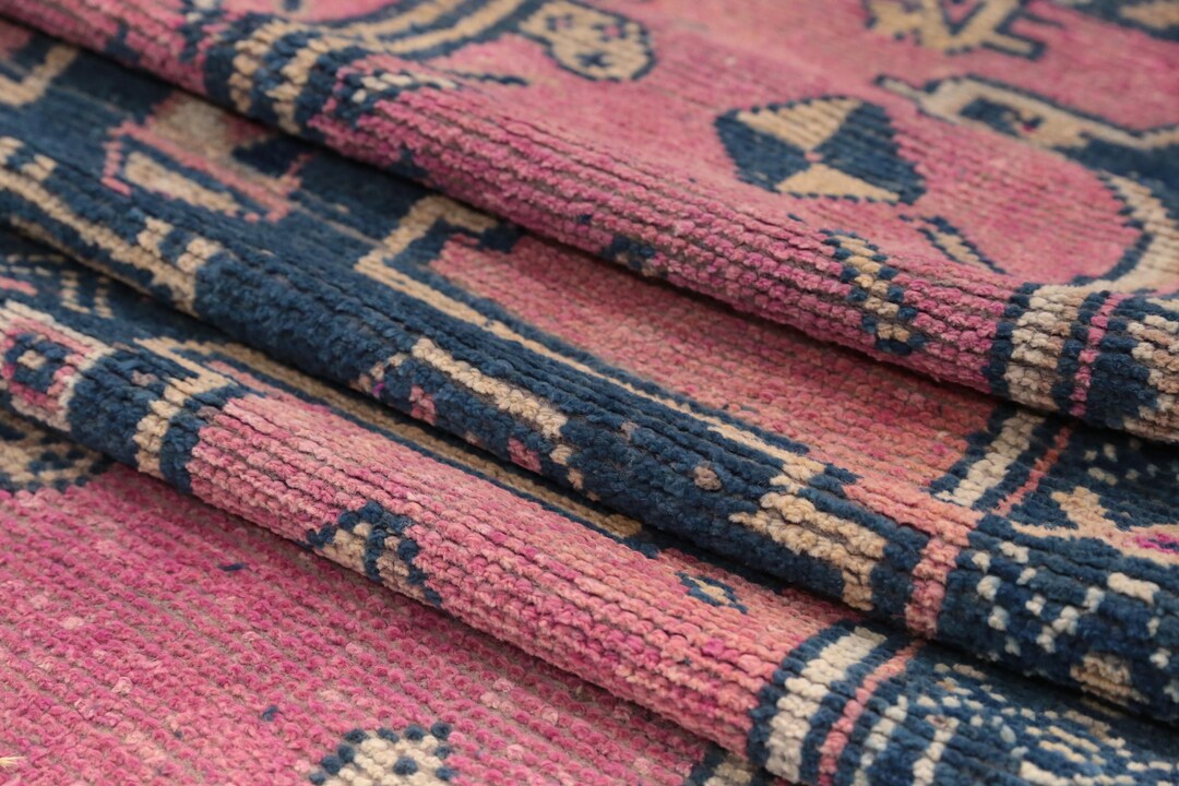 Pink Navy Rug, Handmade Area Rug, Hallway Rug, Long Size Rug, Entry Rug ...