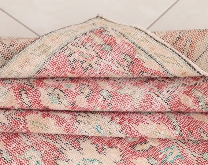 Blush Color Rug, Pictorial Rug, Retro Rug, Oushak Area Rug, Pastel ...