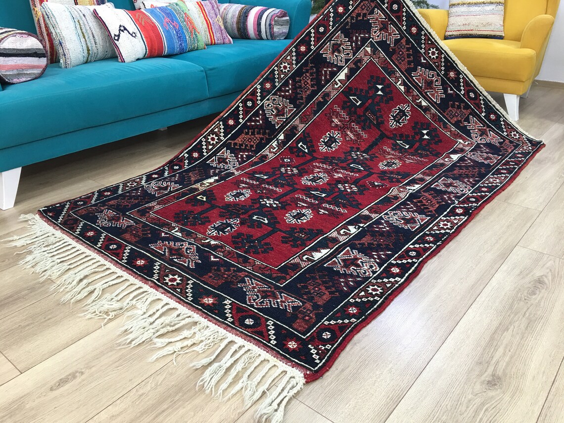 Dining rug Area rug Turkish rug Vintage rug Oushak rug | Etsy