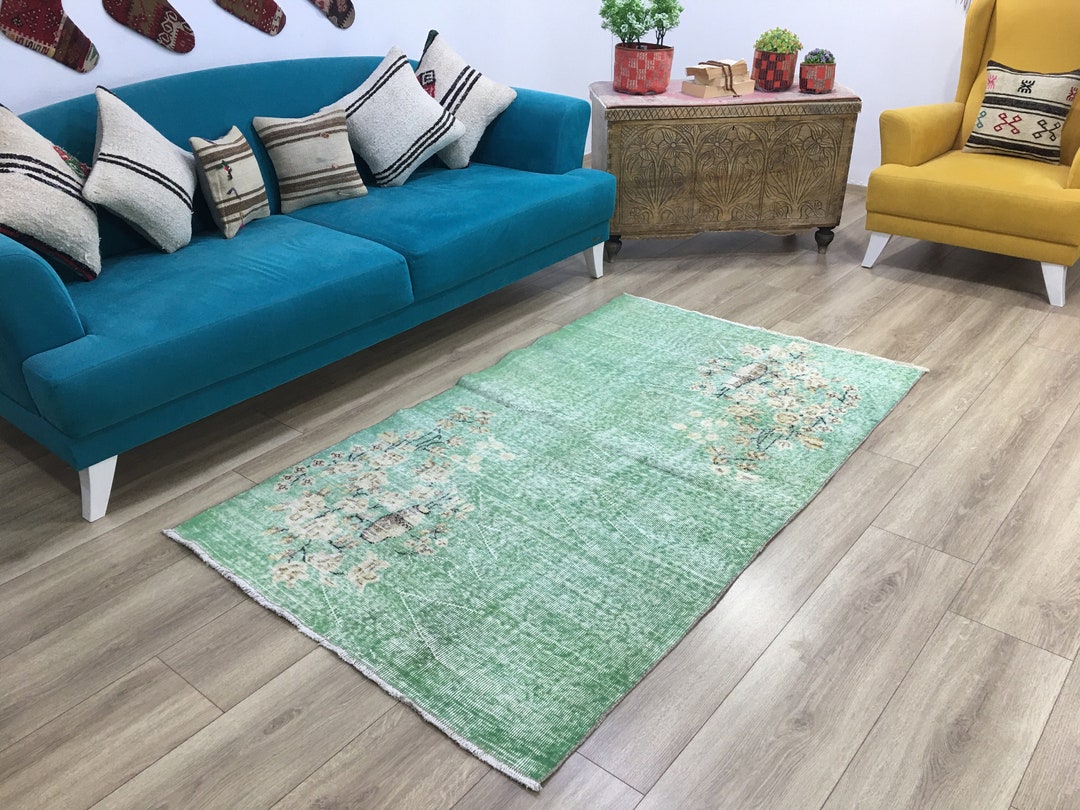 Green Turkish Rug, Oushak Rug, Vintage Rug, Area Rug, Handmade Rug ...