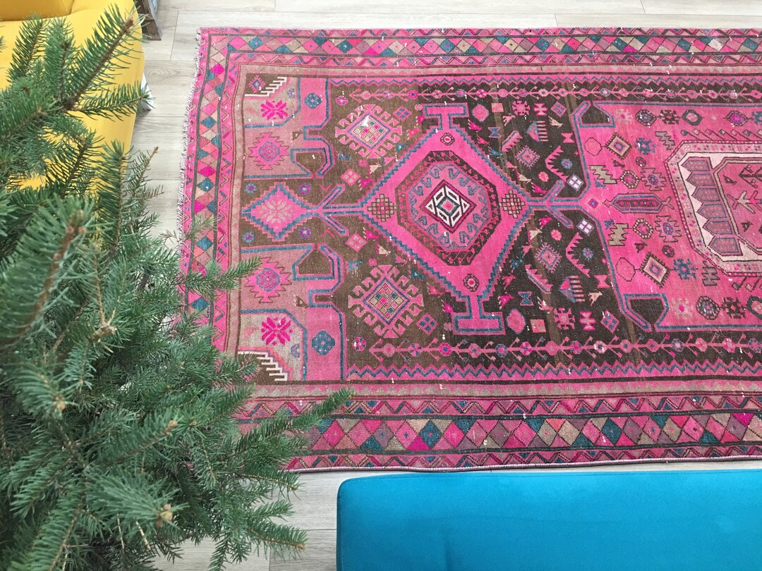 Pink Runner Rug, Handmade Rug, Hallway Rug, Kitchen Rug, Stair Rug ...