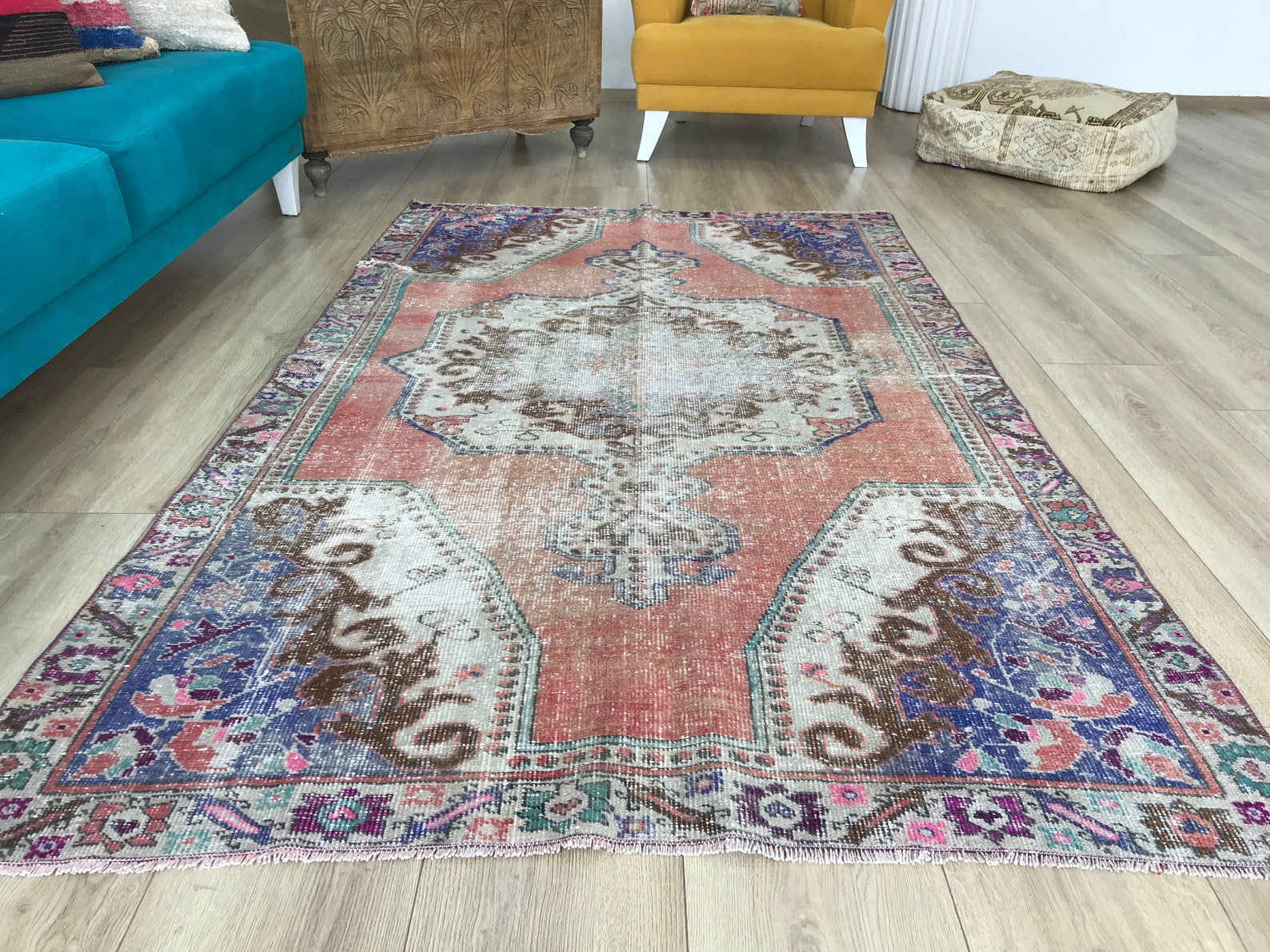Soft Color Rug, Handmade Wool Rug, Lounge Rug, Entry Rug, Botanic Rug ...