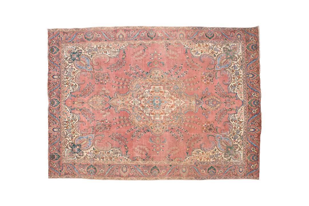 Oversize Pink Rug, Antique Oushak, Living Room Rug, Turkish Area Rug ...