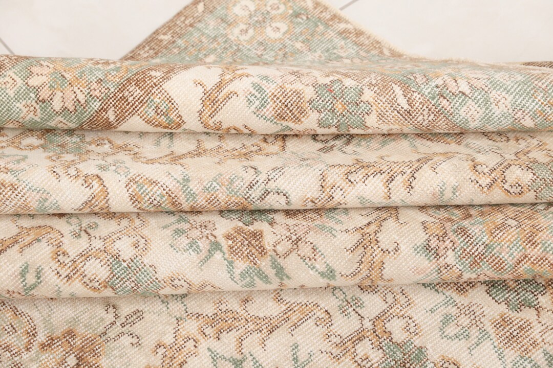 Traditional Rug, Cream Color Rug, Retro Rug, Floral Design Rug, Turkish ...