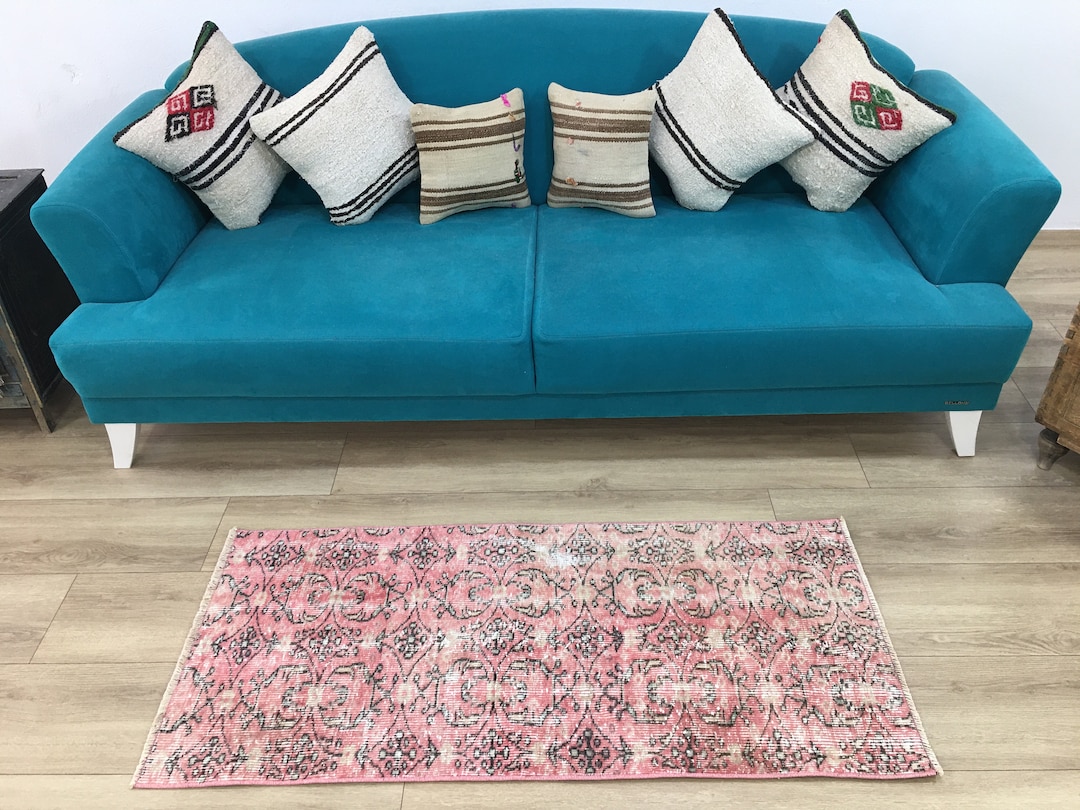 Muted Pink Rug, Small Turkish Rug, Bohemian Rug, Wool Rug, Bathroom Rug ...