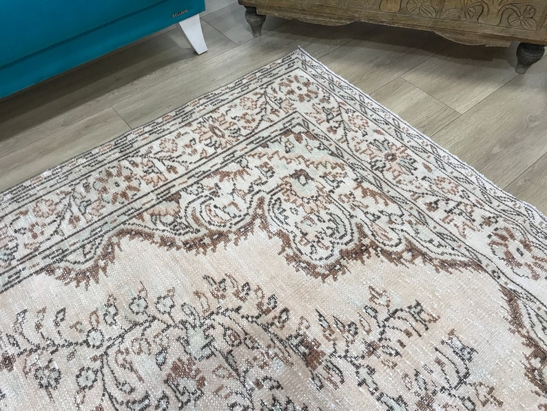 Large Rug Turkish Rug Vintage Area Rug Floral Rug Bordered - Etsy