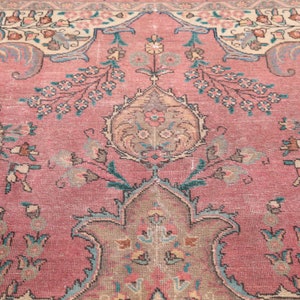 Oversize Pink Rug, Antique Oushak, Living Room Rug, Turkish Area Rug ...