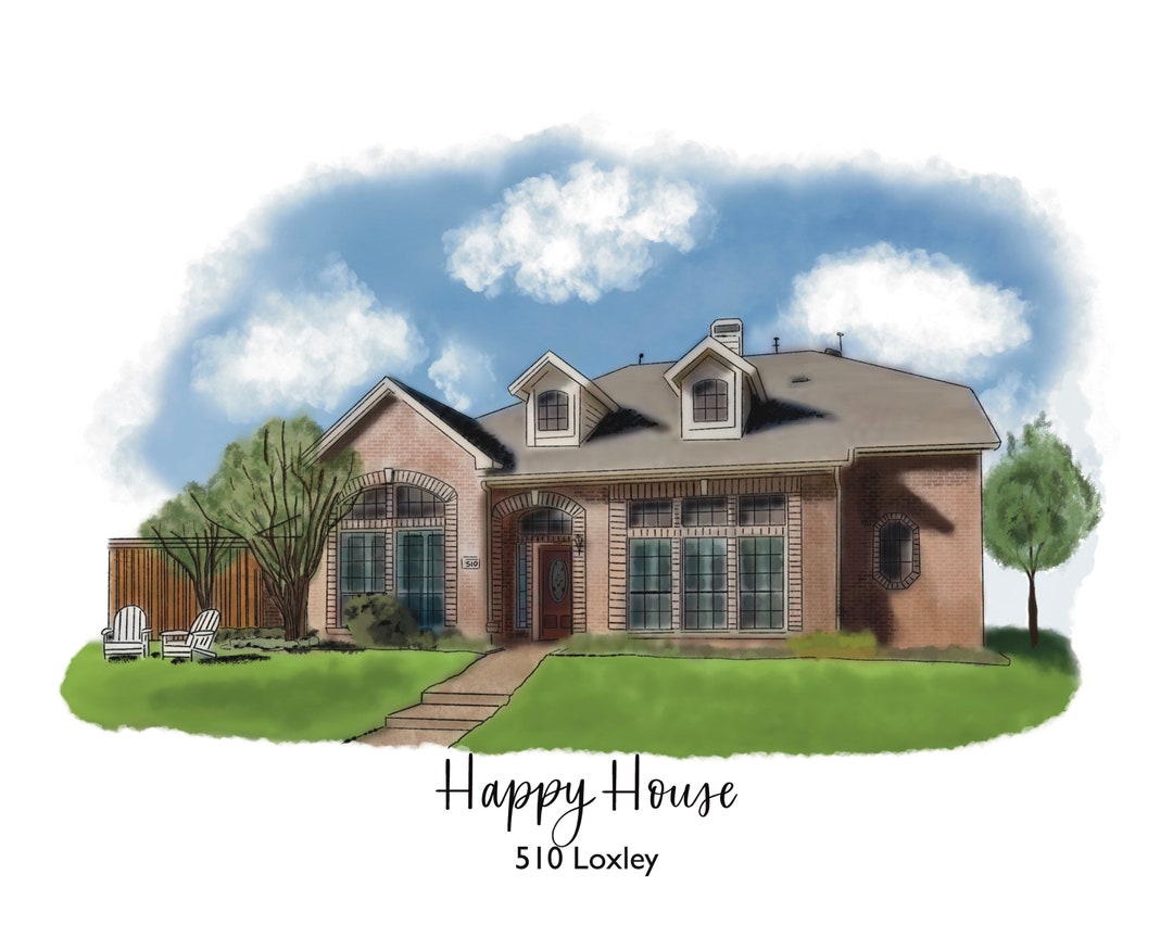 Digital Watercolor House Portrait Print or Downloadable Print - Etsy