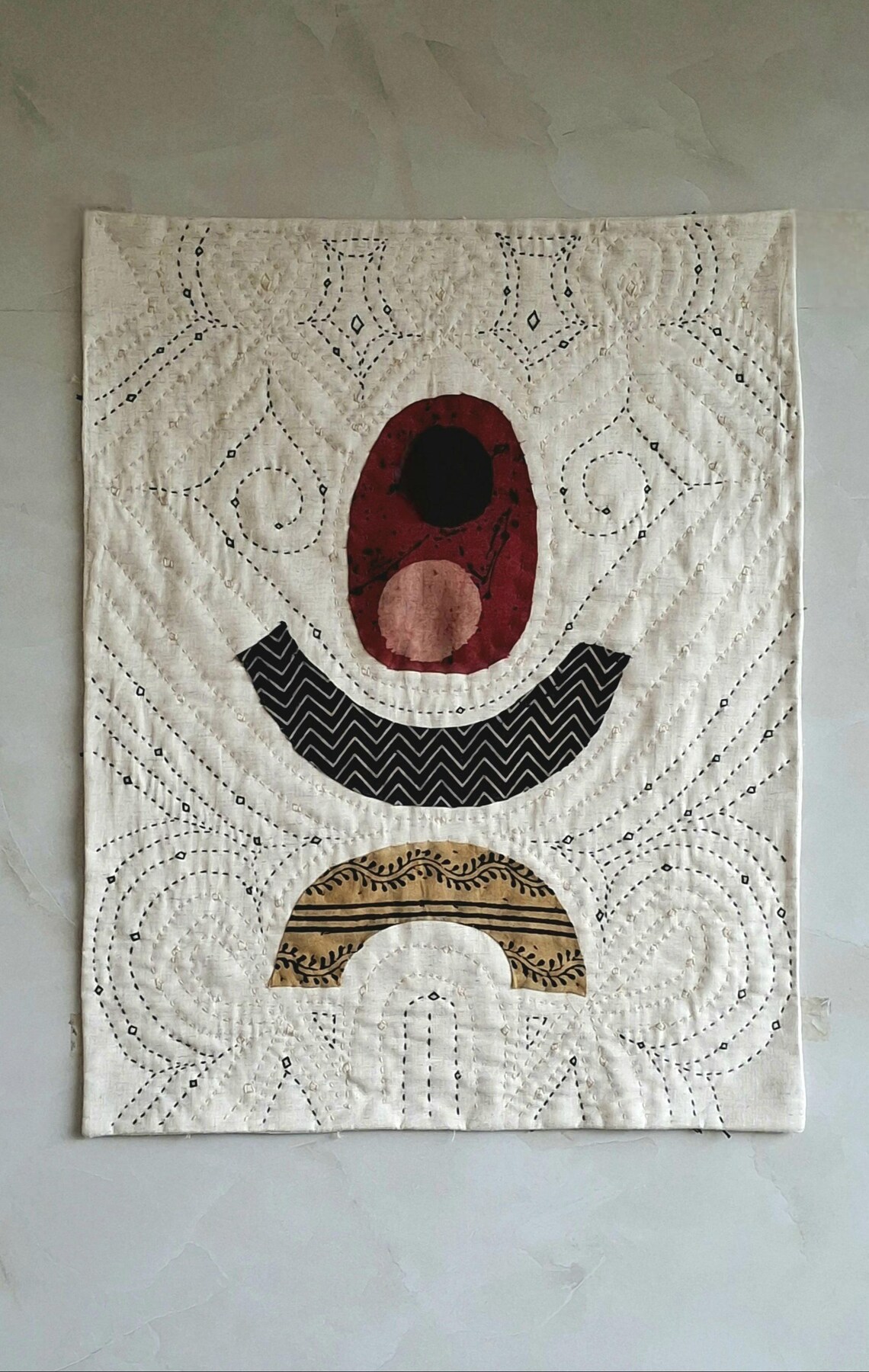 Quilted Textile Art Wall Hanging, Minimalist Wall Tapestry - Etsy
