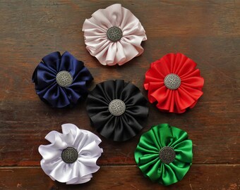 Handmade Ribbon Rosette Cockade With Button Detail 18th - Etsy