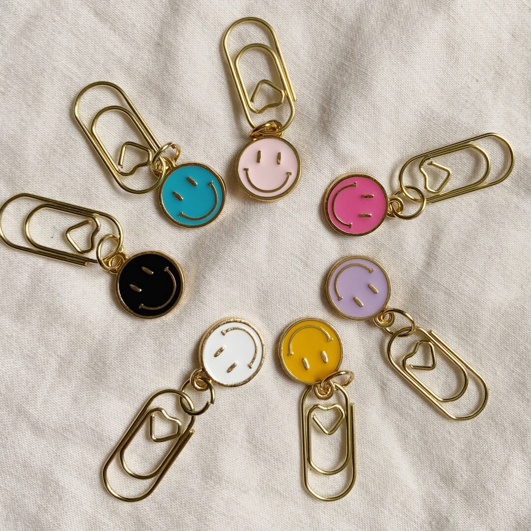 Mini Planner Charm | Smiley Face | Paper Clip or Clasp | Planner ...
