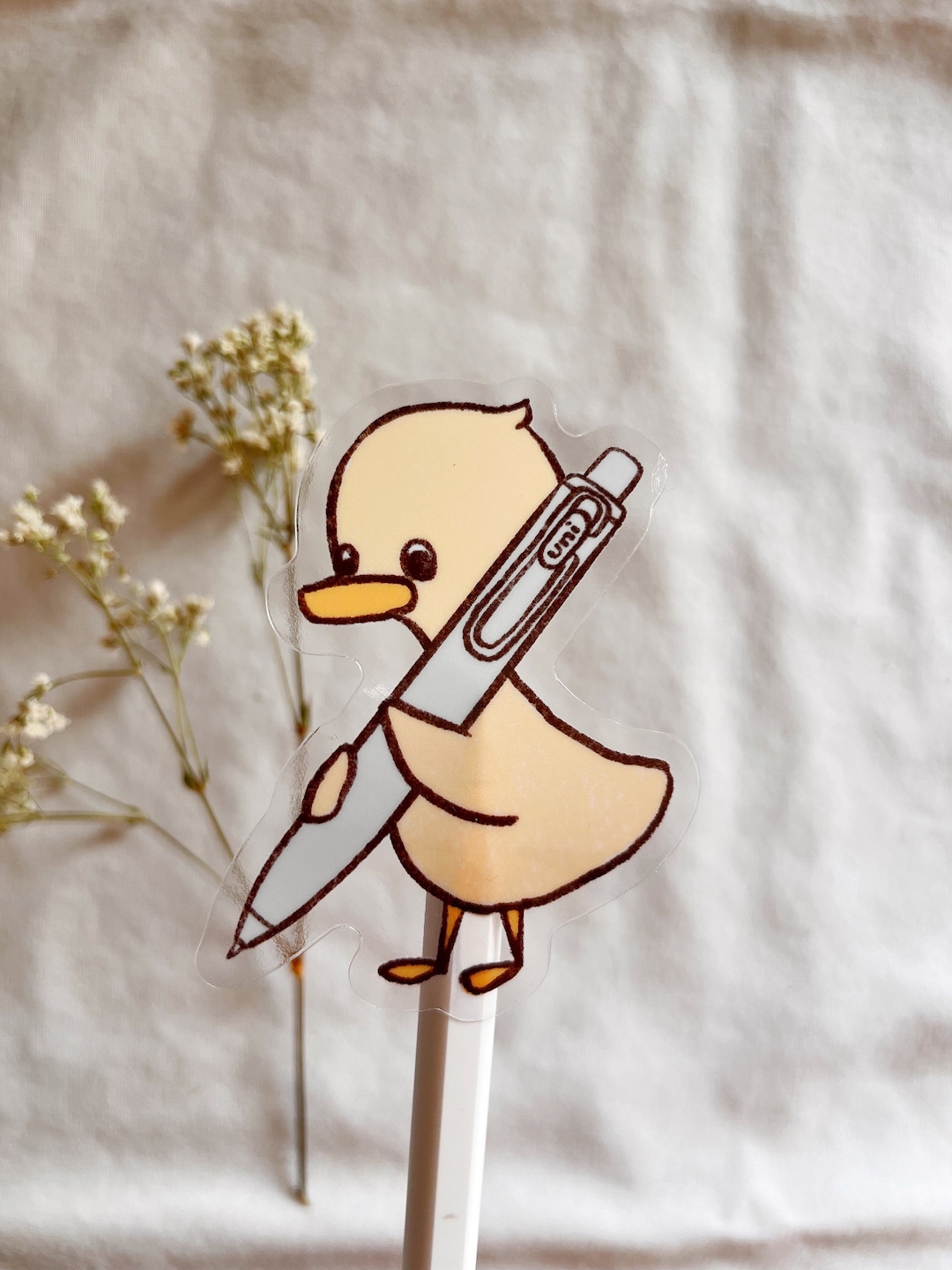 Duck & Pen | Transparent Sticker - Etsy
