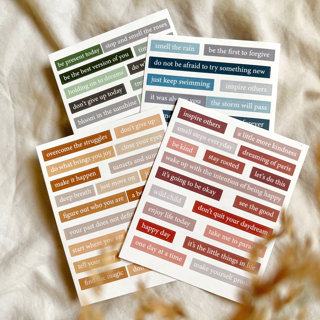 Sticker Sheet With Motivational Sayings | Journaling and Planner | Bujo ...