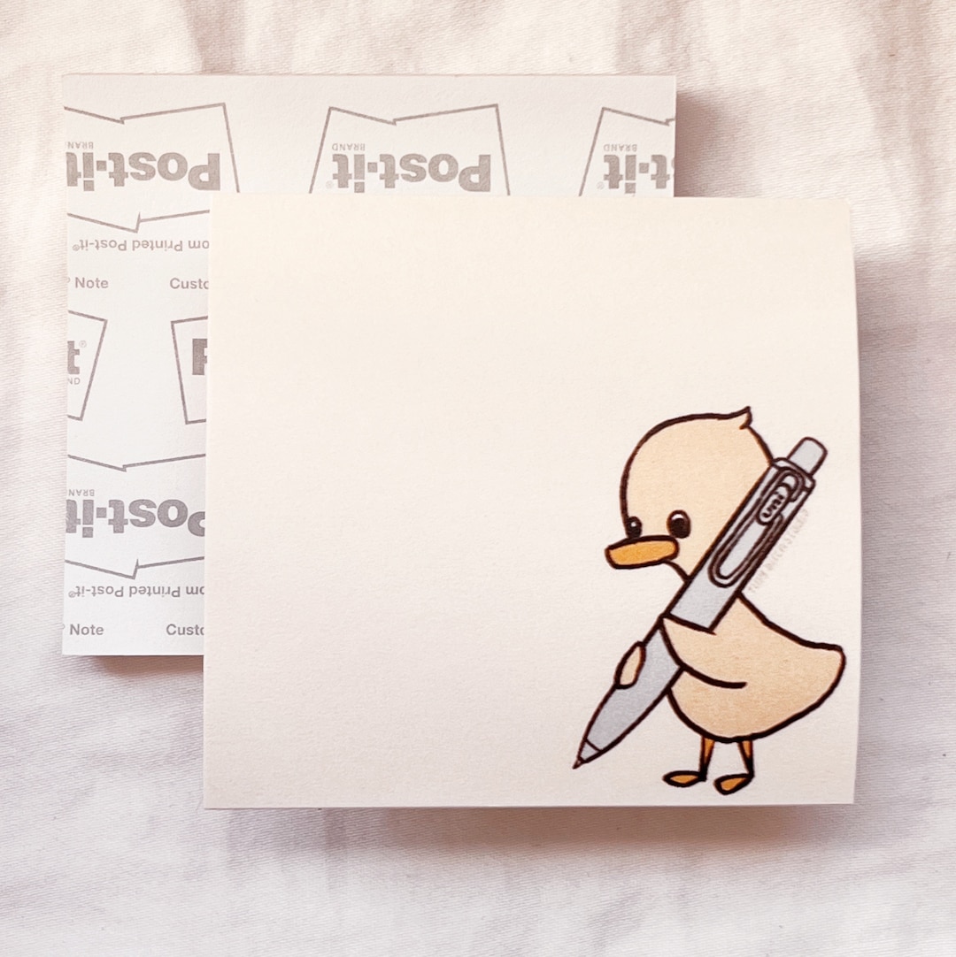 Duck With Pen | Illustrated Sticky Notes | 3x3 In. - Etsy