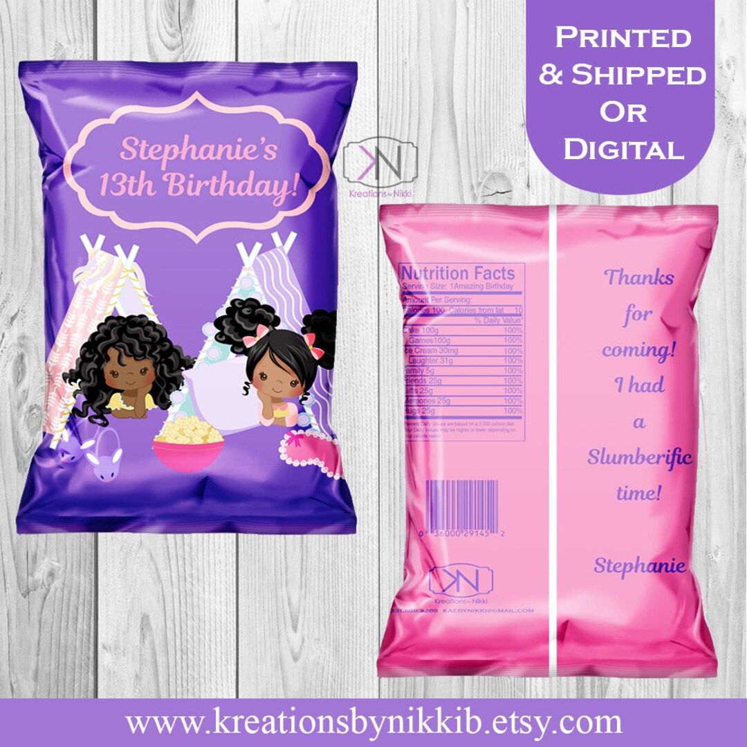 Sleepover Party Favor Bags-custom Chip Bags-sleepover Birthday ...