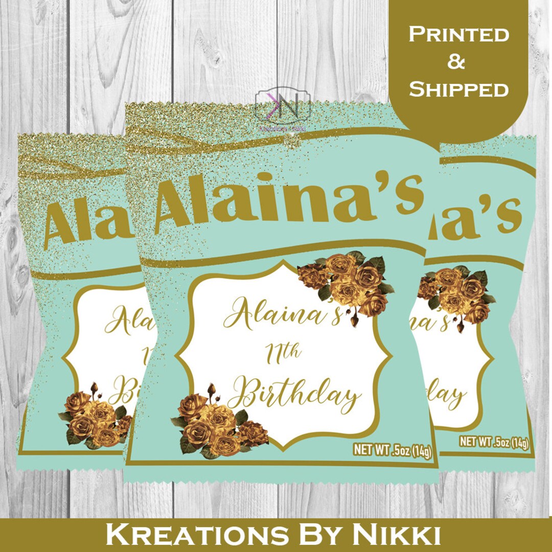 Teal & Gold Fruit Snacks-party Favors-birthday Fruit Snacks - Etsy