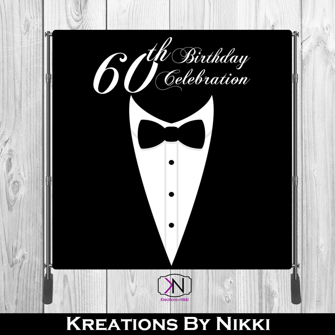 Black Tie Birthday Party Backdrop-step & Repeat-black Tie Party ...