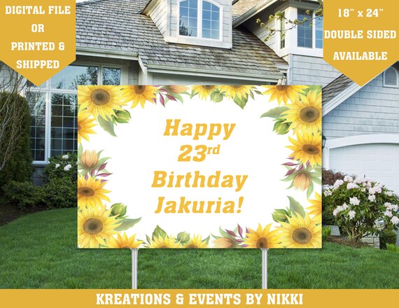Sunflower Birthday Yard Sign-sunflower Birthday-sunflower-yard - Etsy