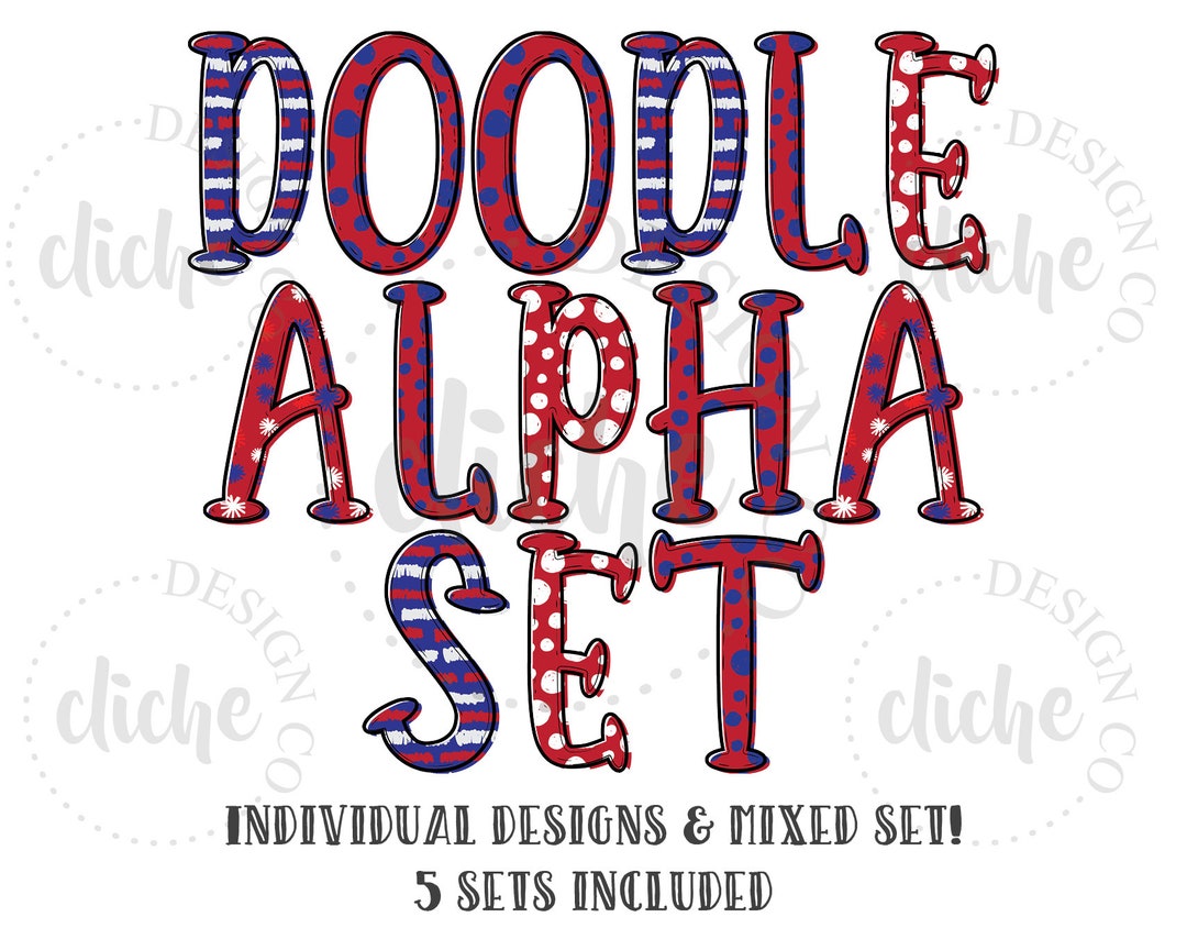 Doodle Letter Alphabet Set PNG DIGITAL DESIGN Instant - Etsy
