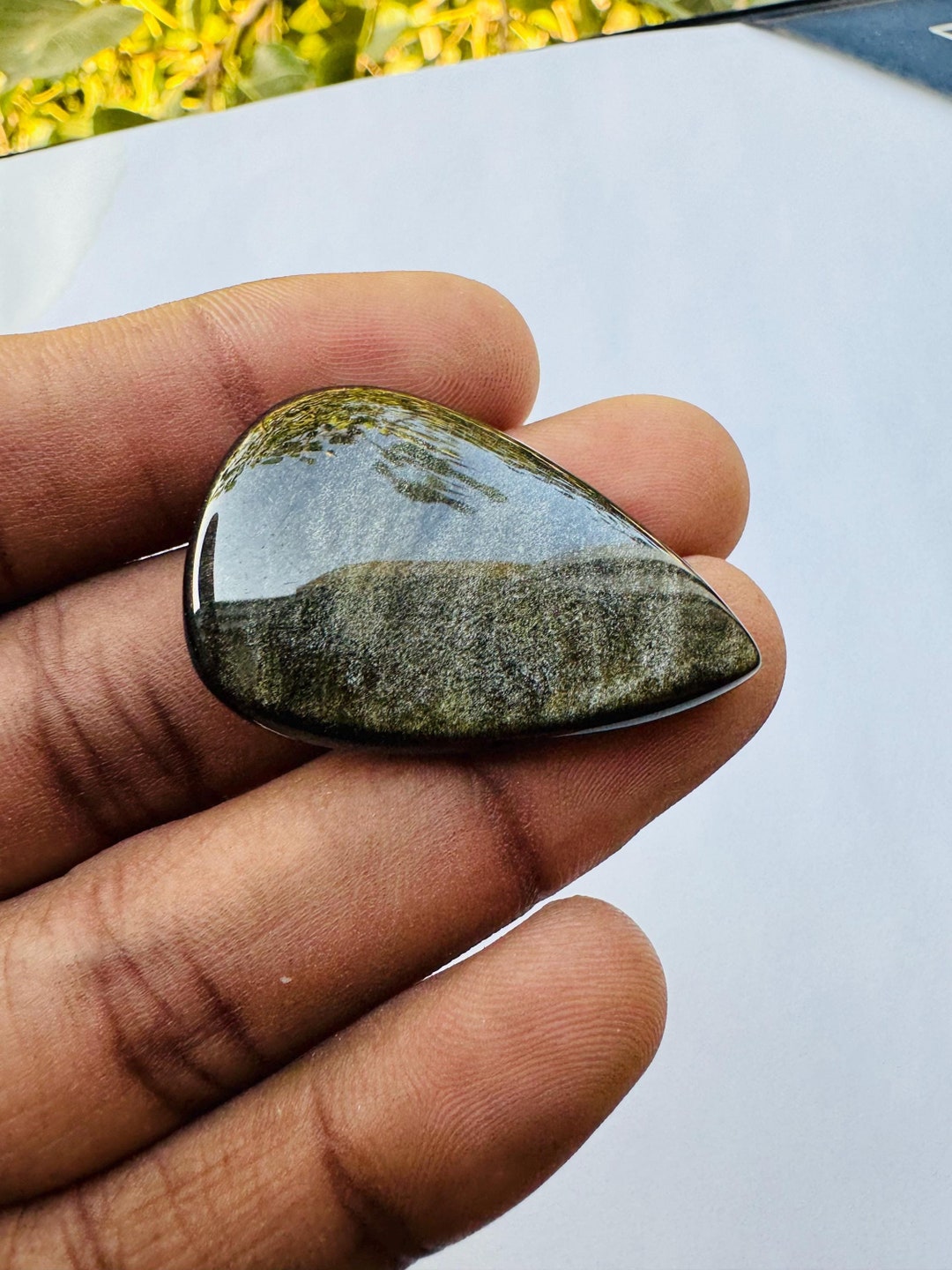 Beautiful Golden Obsidian Pear Shape Cabochon, Golden Obsidian Cabochon ...