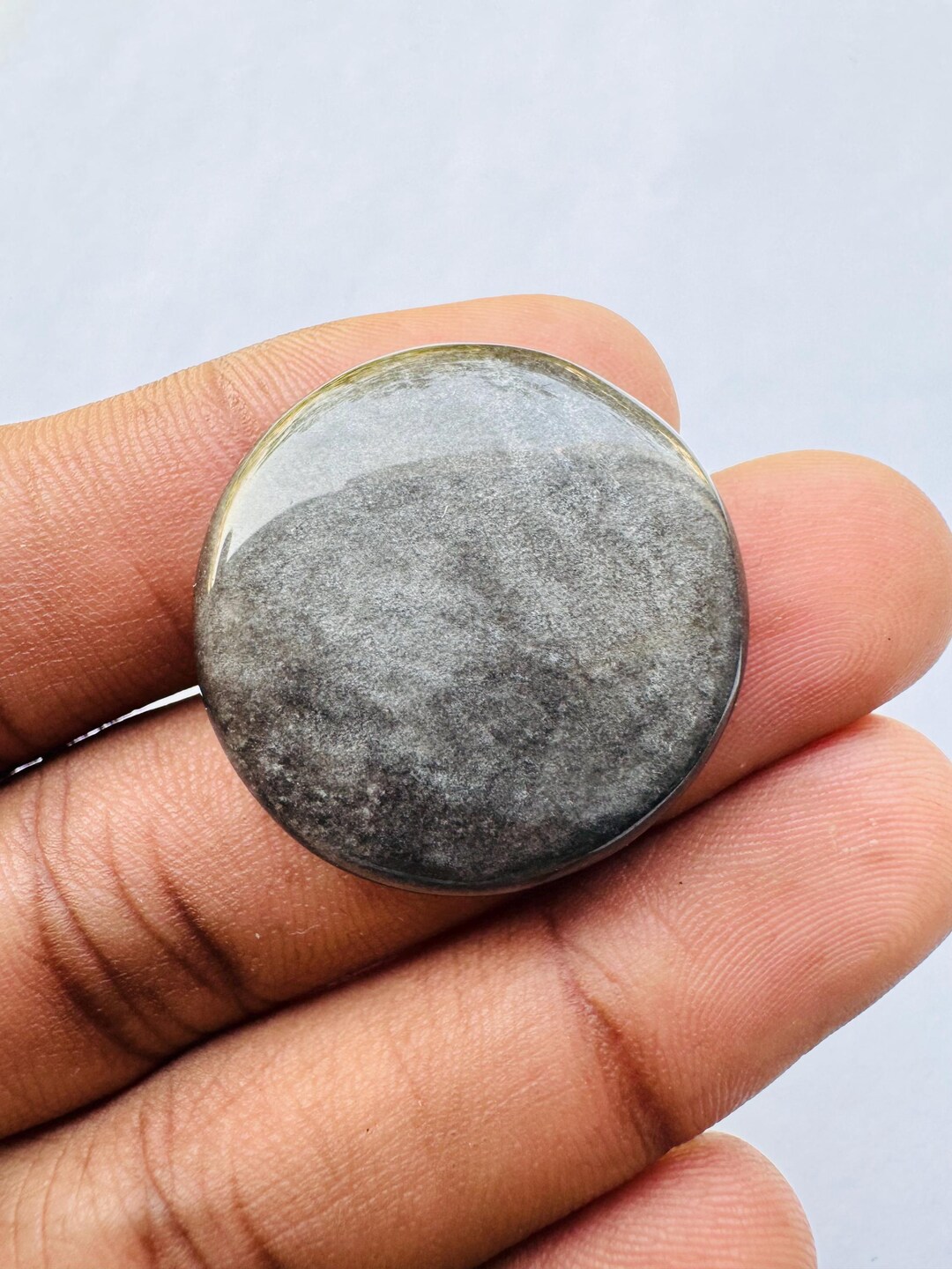 Natural Silver Obsidian Round Shape Cabochon, Silver Obsidian Cabochon ...