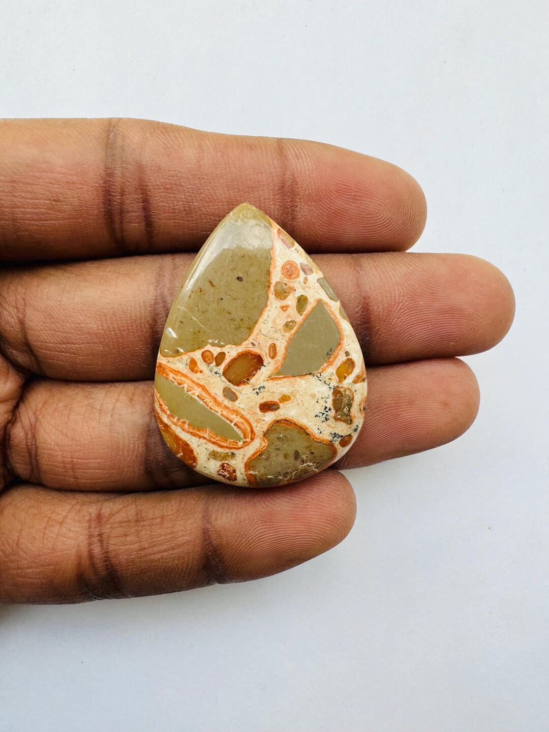 Unique Leopardite Jasper Pear Shape Cabochon, Leopardite Jasper for ...