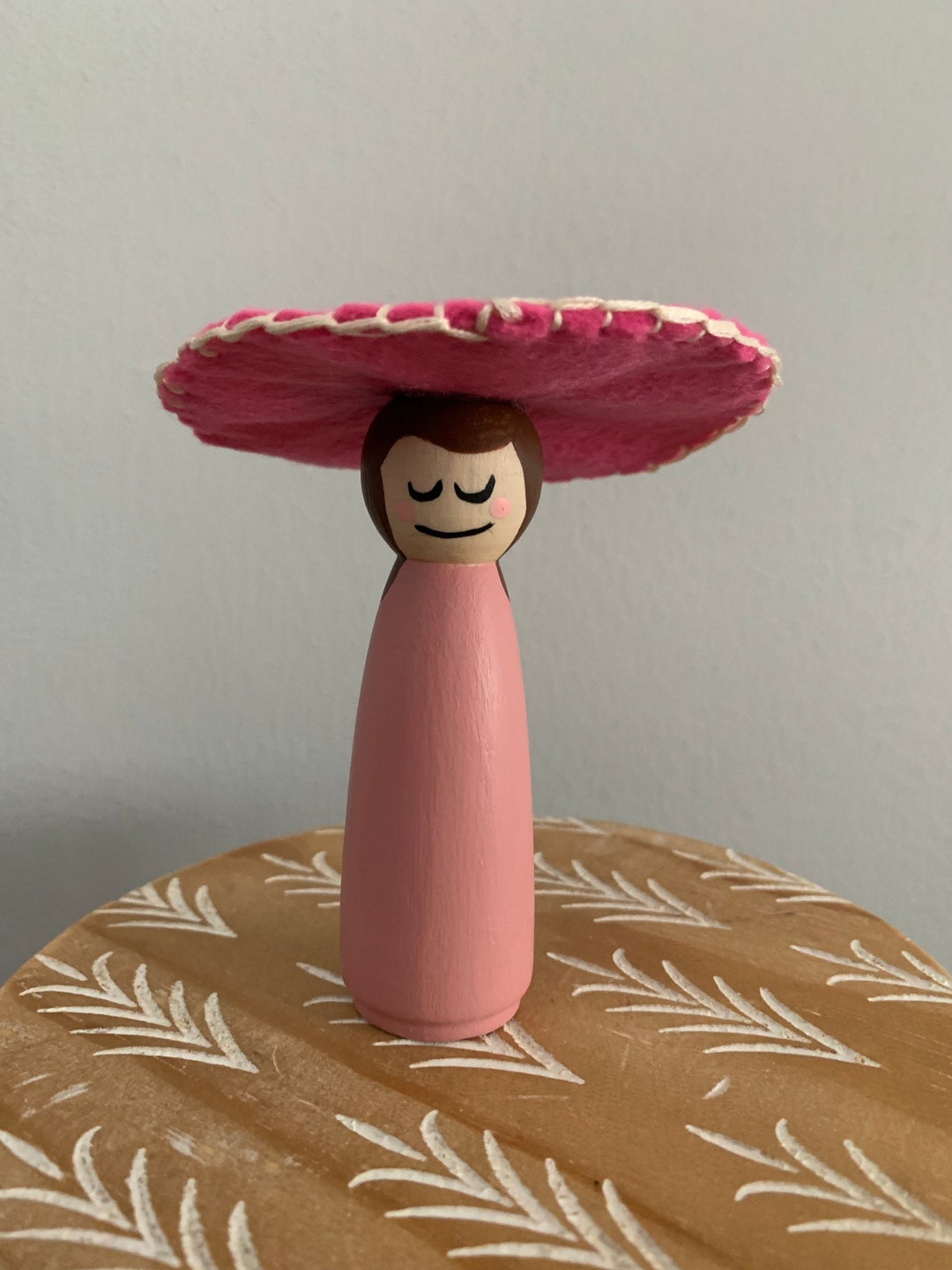 Peg Doll With Heart Mushroom Hat Valentine's Peg Doll - Etsy