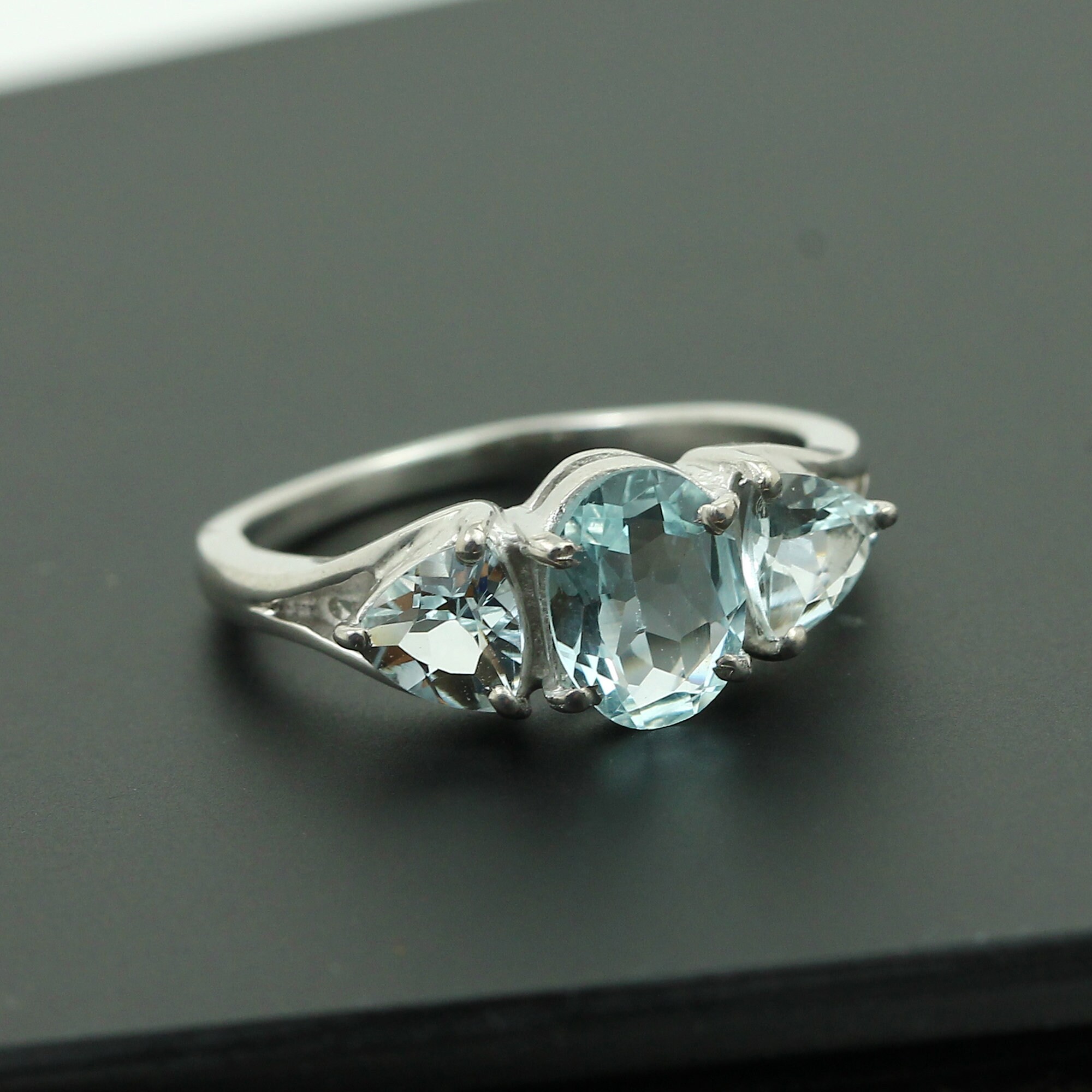 Aquamarin Ring Natürlicher Aquamarin Sterling Silber Ring | Etsy