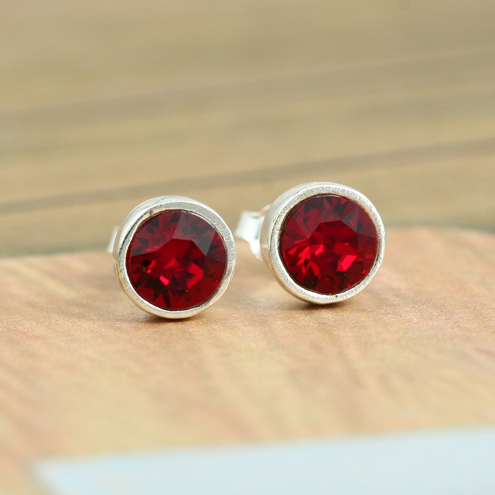 Created Ruby Stud Earrings 6mm Round Cut Ruby Stud Earring - Etsy