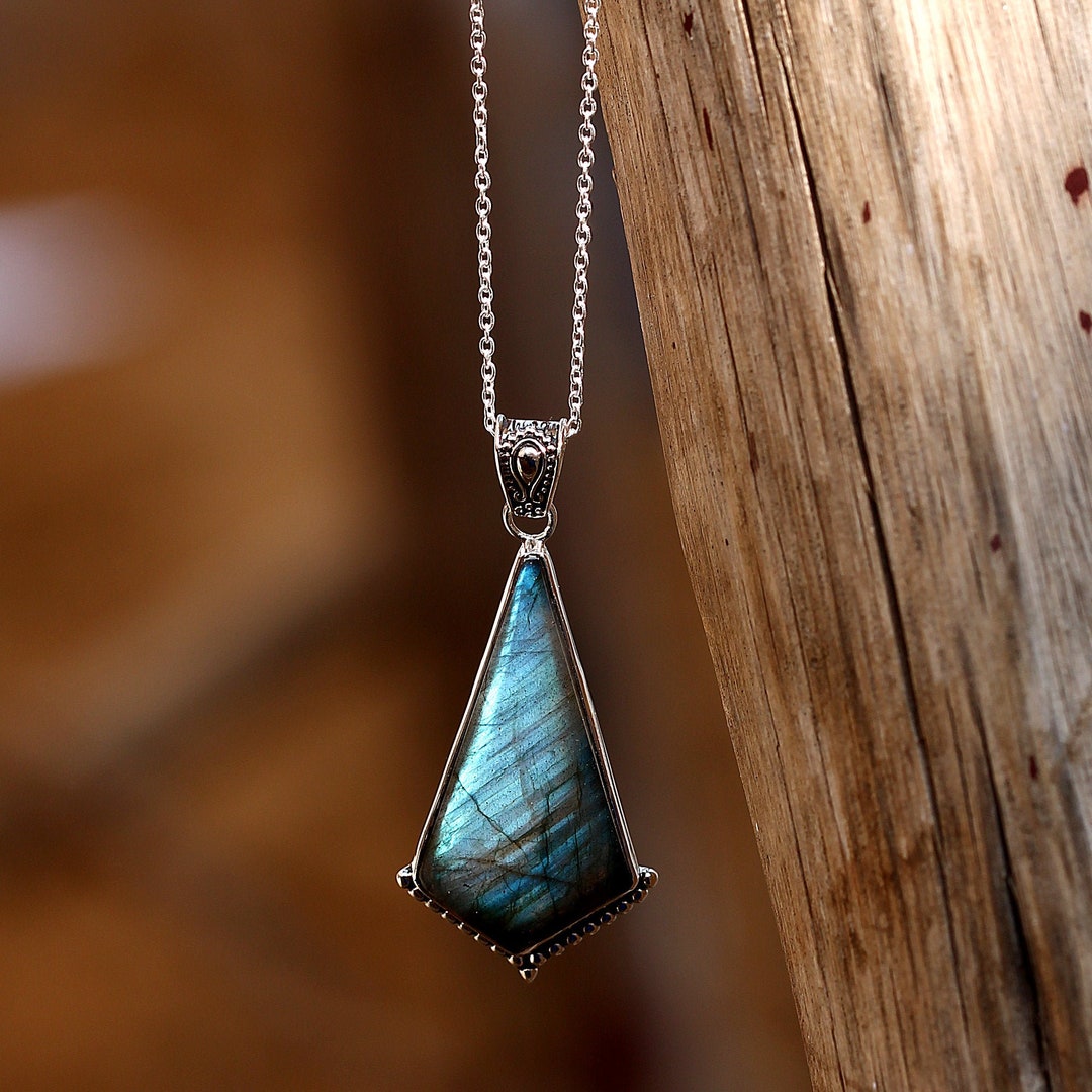 Natural Labradorite Pendant Necklace, Statement Pendant, Sterling ...