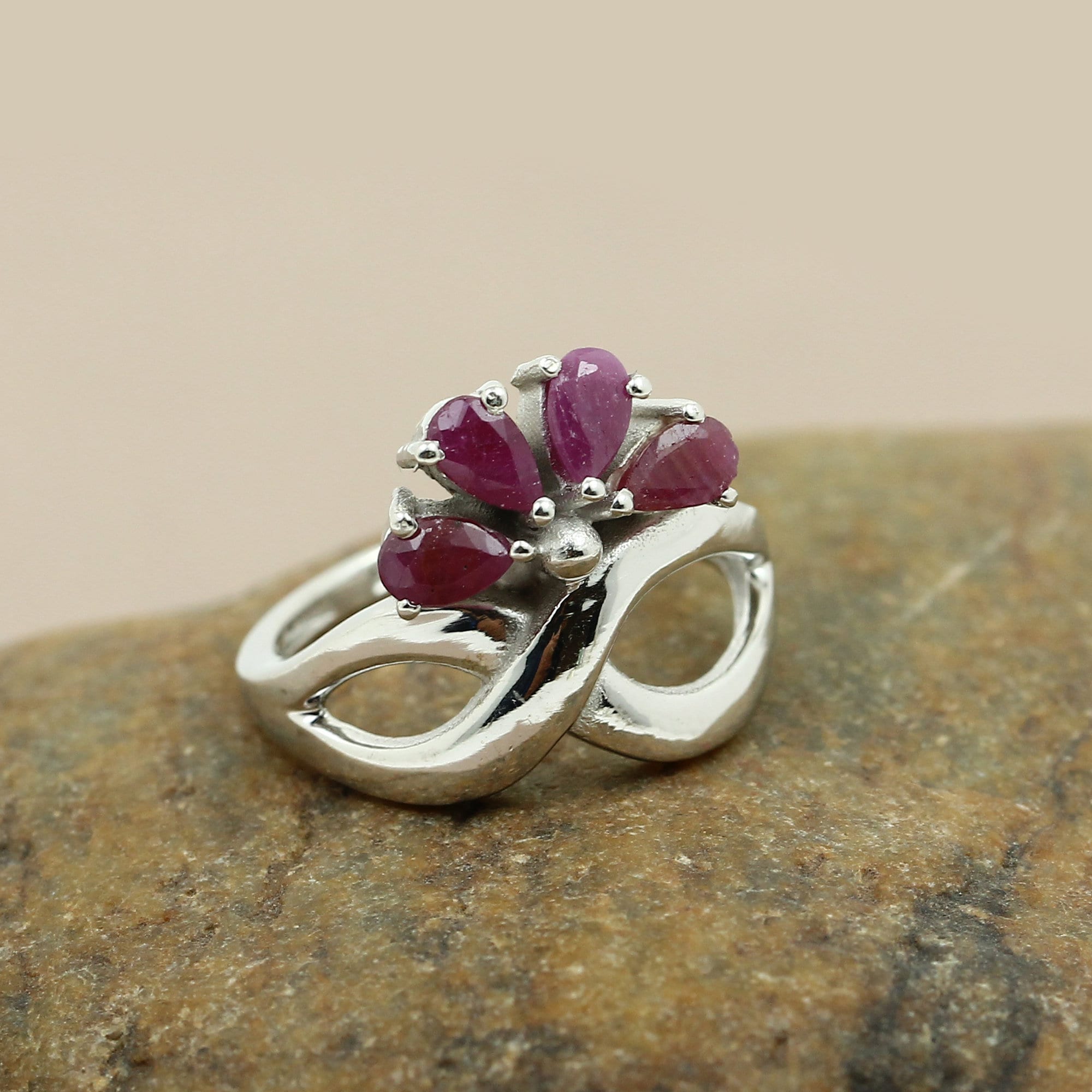 Ruby Ring Natural Ruby Sterling Silver Ring for Women Mom | Etsy