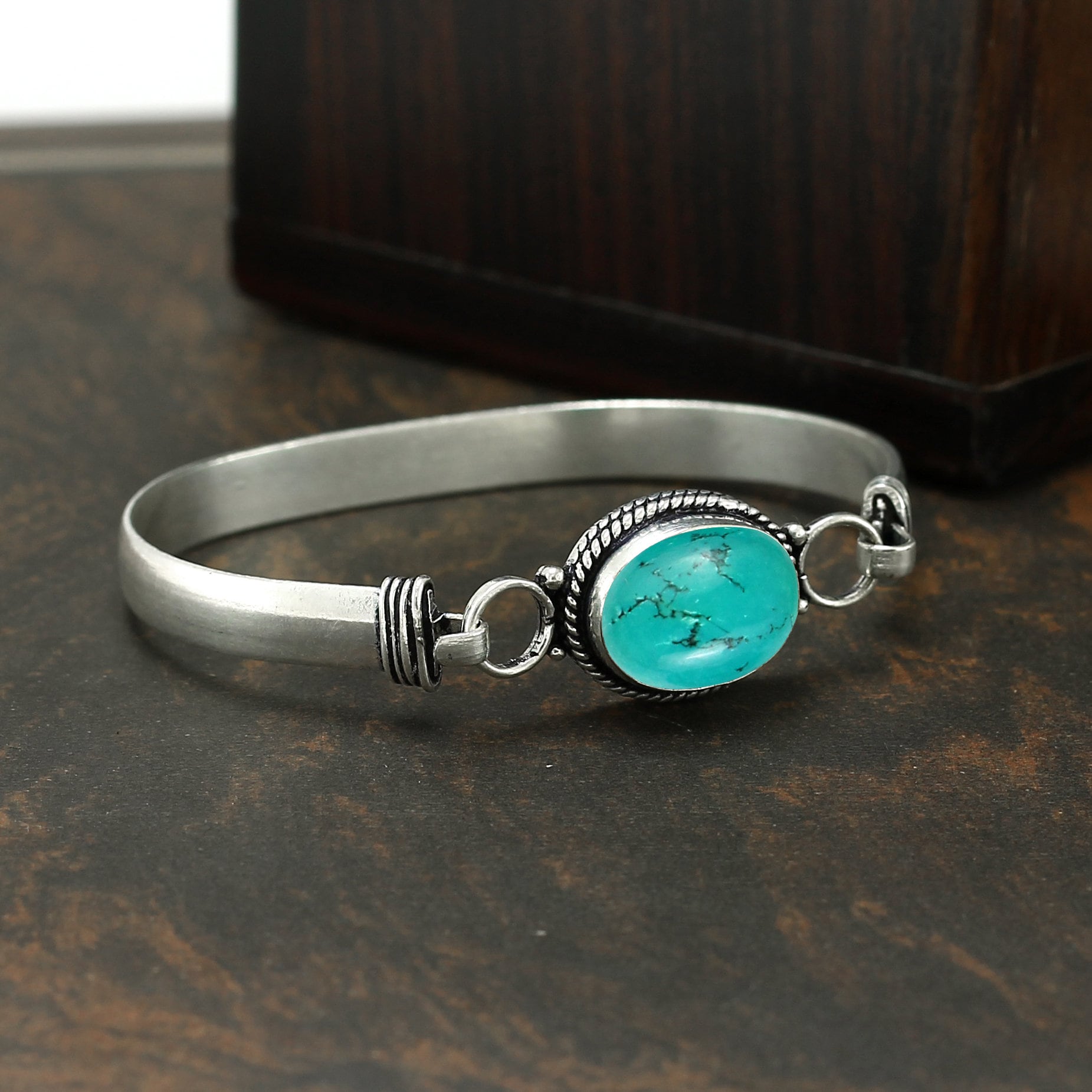Turquoise Bangle 925 Sterling Silver Bangle Vintage Bangle - Etsy