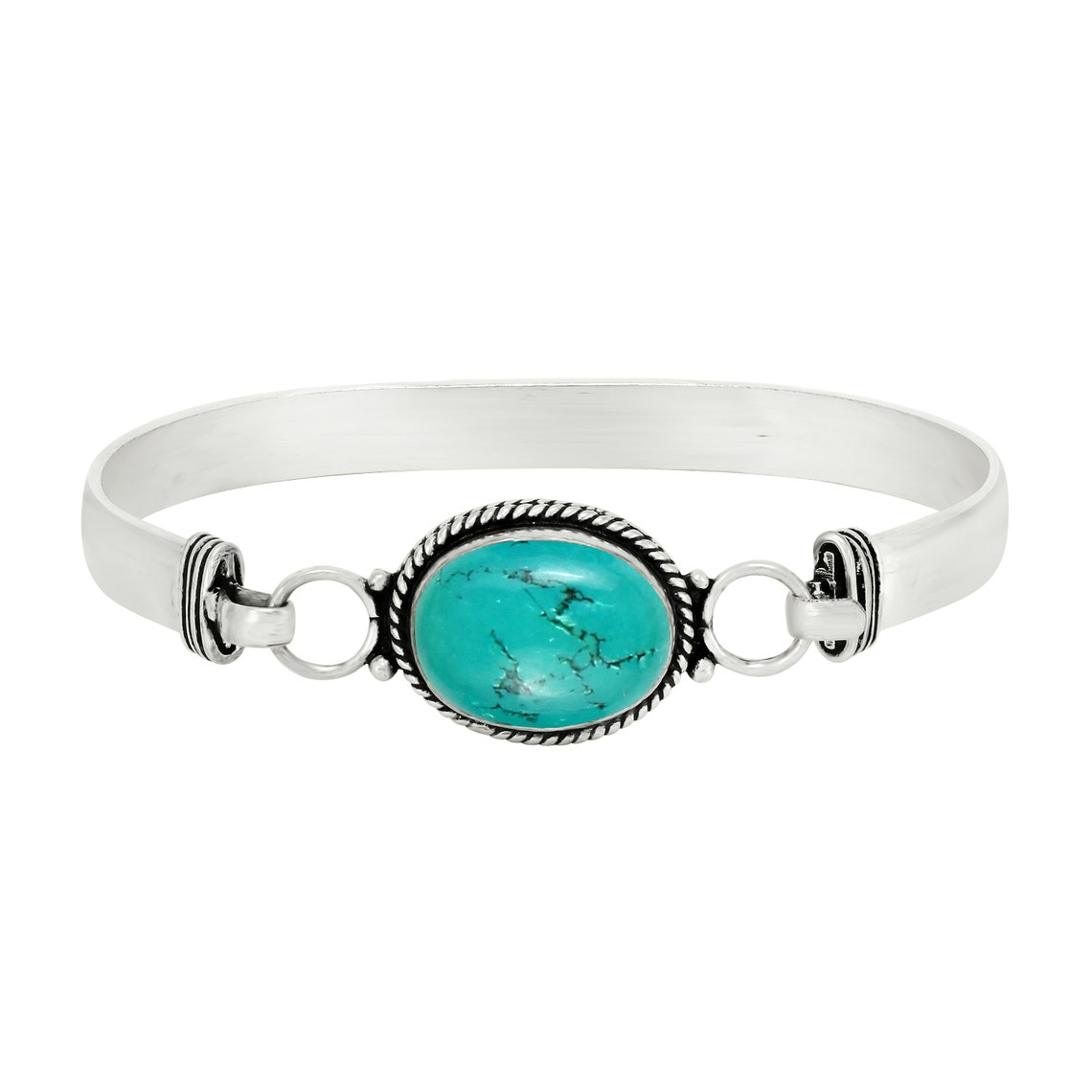 Turquoise Bangle 925 Sterling Silver Bangle Vintage Bangle - Etsy
