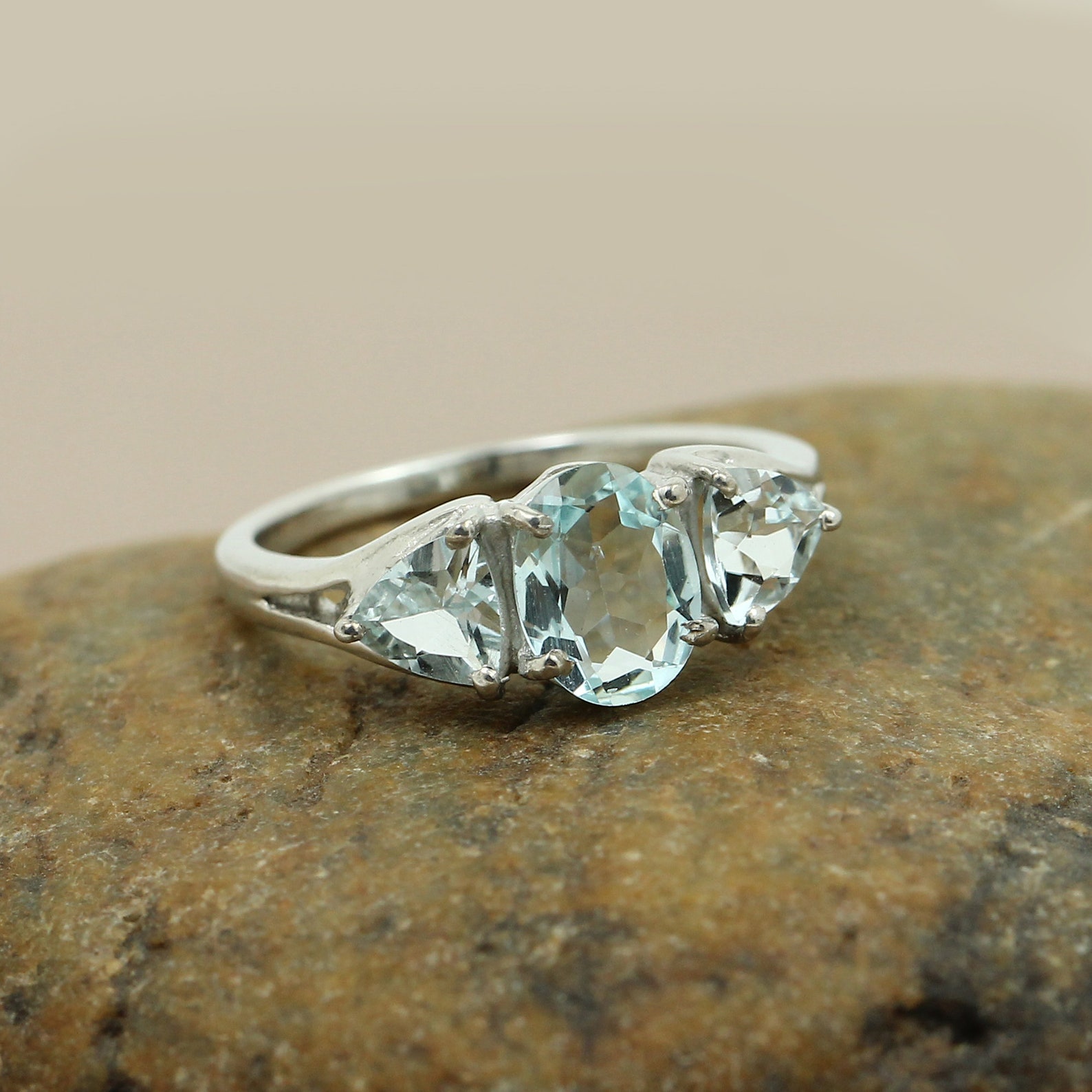 Aquamarin Ring Natürlicher Aquamarin Sterling Silber Ring | Etsy