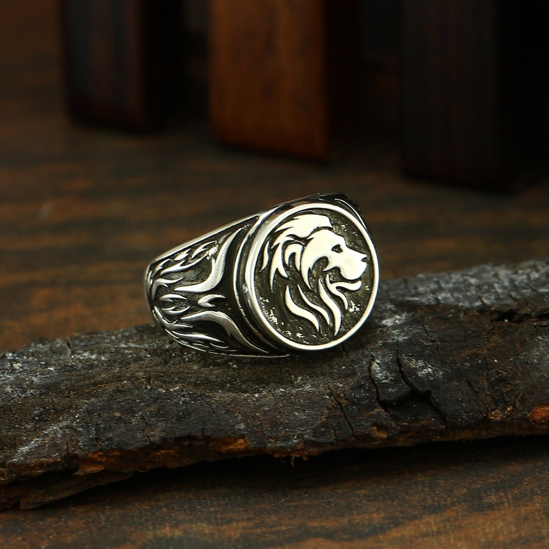 Lion Statement Ring: 925 Sterling Silver, Leo Zodiac Jewelry - Etsy