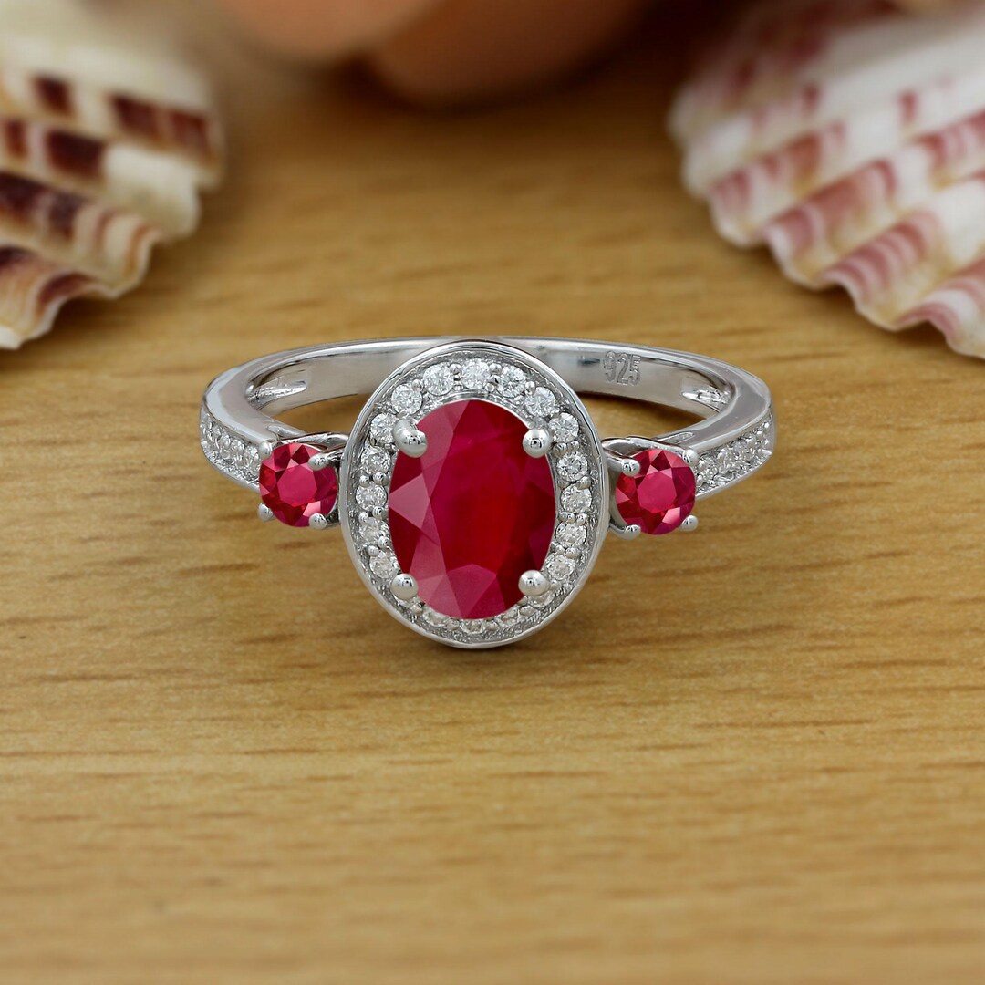 Ruby Ring, 925 Sterling Silver Ring, Birthstone Ring, Gemstone Ring ...