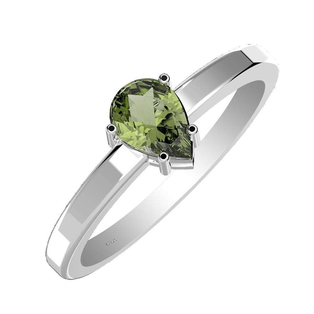 Genuine Moldavite Ring, Pear Shape Moldavite Ring, Green Stone Ring ...