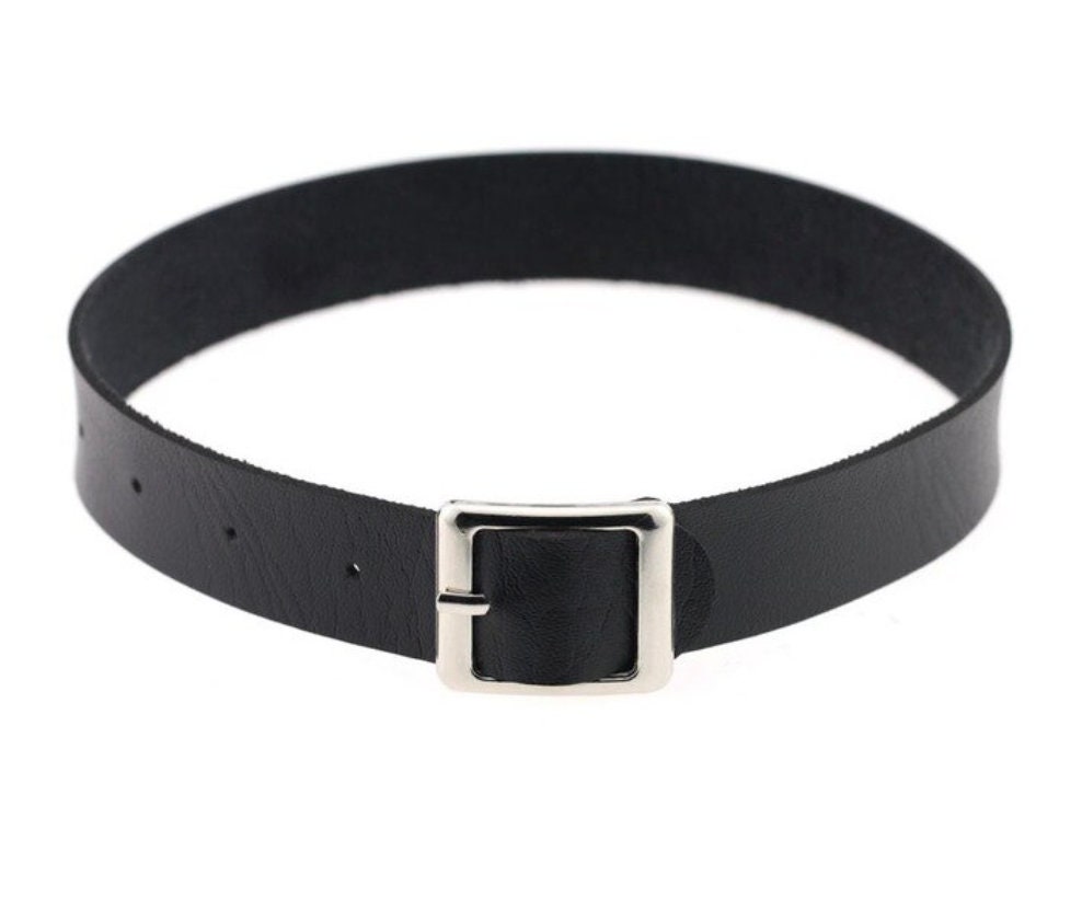 Minimal Black Buckle Choker Faux Leather - Etsy