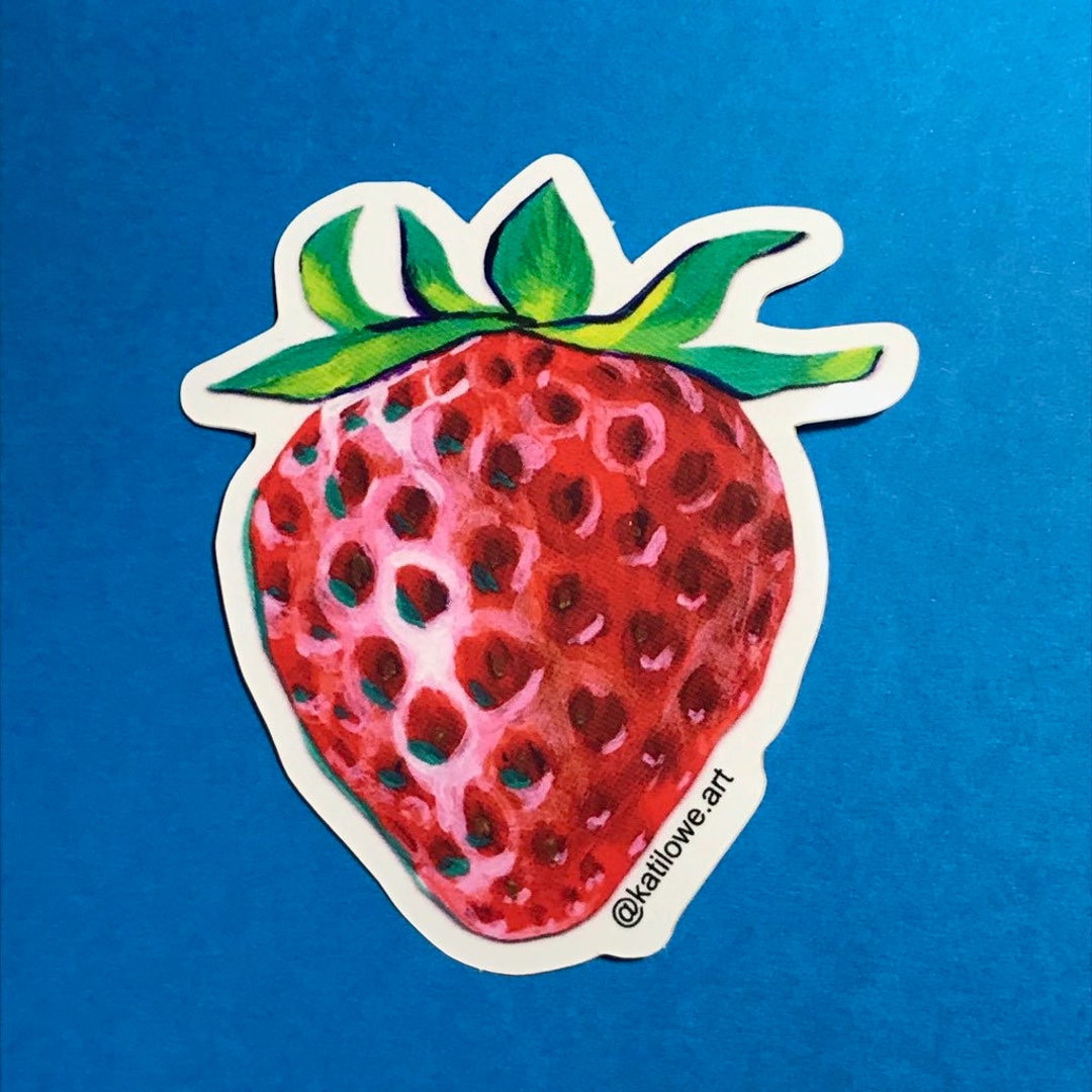 Strawberry Vinyl Sticker - Etsy