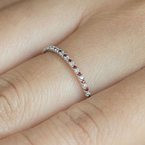 Diamond and Ruby Eternity Ring . 18k 14k Gold . Half Full - Etsy