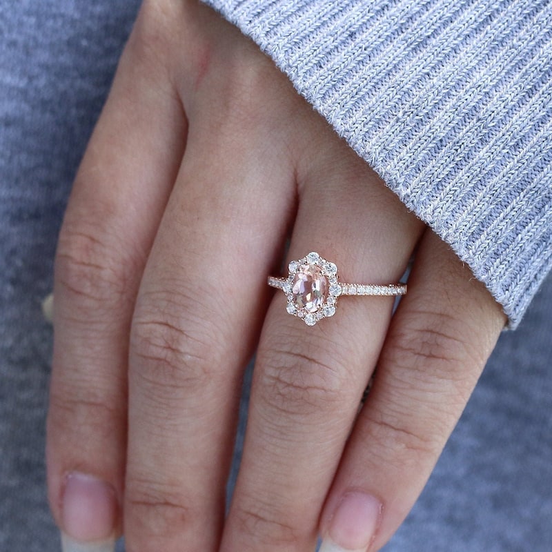 Oval Morganite Ring - Etsy