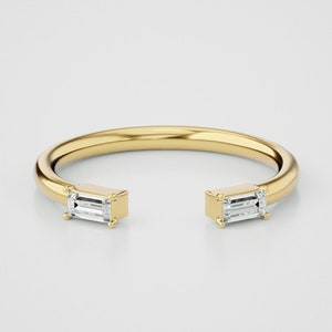 Baguette Diamond Ring, Open Diamond Ring, Cuff Ring, Anniversary Gift ...