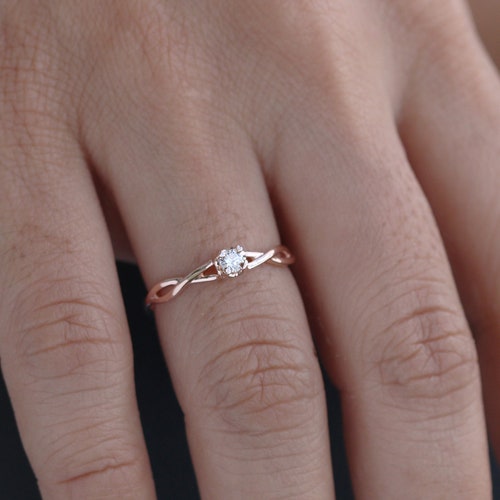 Dainty Diamond Ring Solid 14K 18K Gold Tiny Ring Small - Etsy
