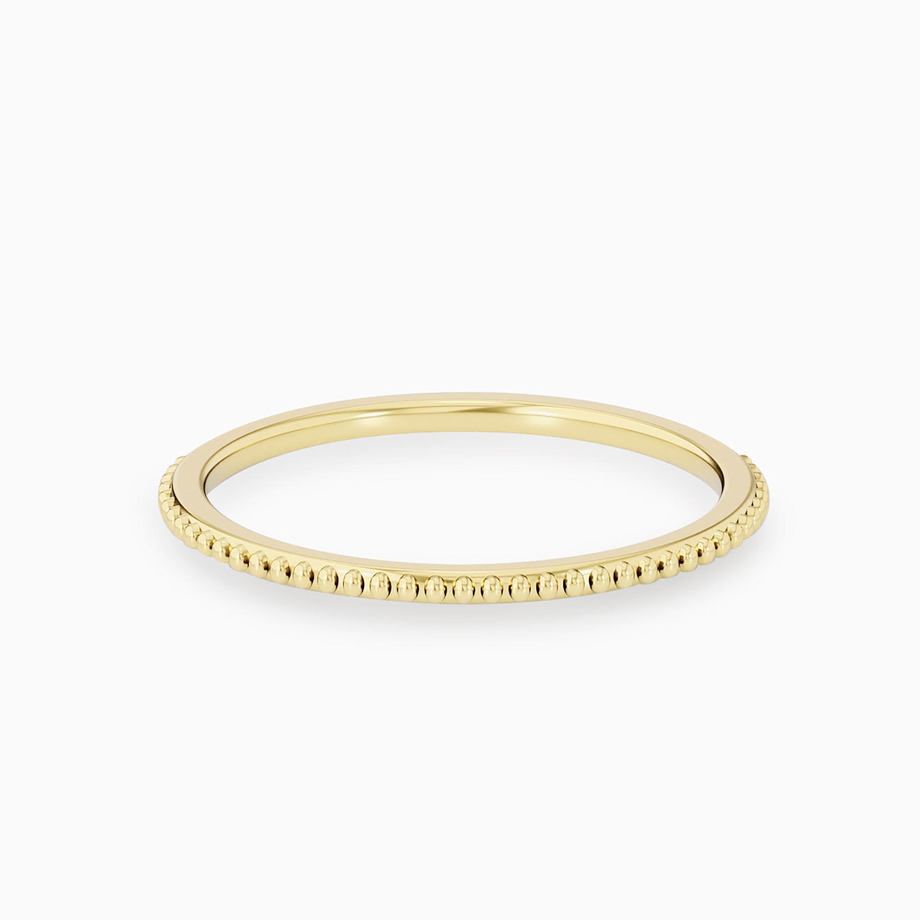 Gold Wedding Band Gold Milgrain Ring Stacking Ring - Etsy