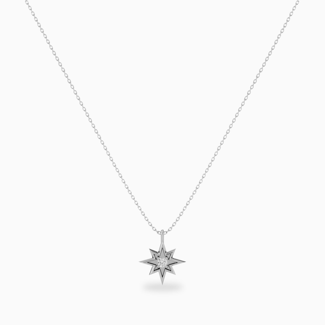 Diamond North Star Necklace 14k/18k Solid Gold Dainty Gift | Etsy
