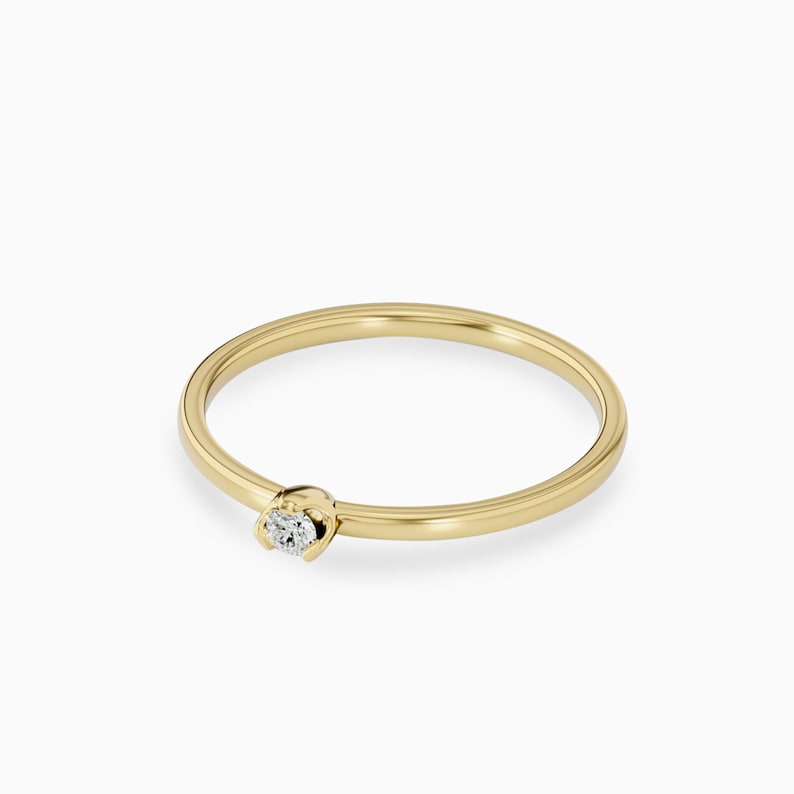 Dainty Diamond Ring Solid 14K 18K Gold Tiny Ring Small - Etsy
