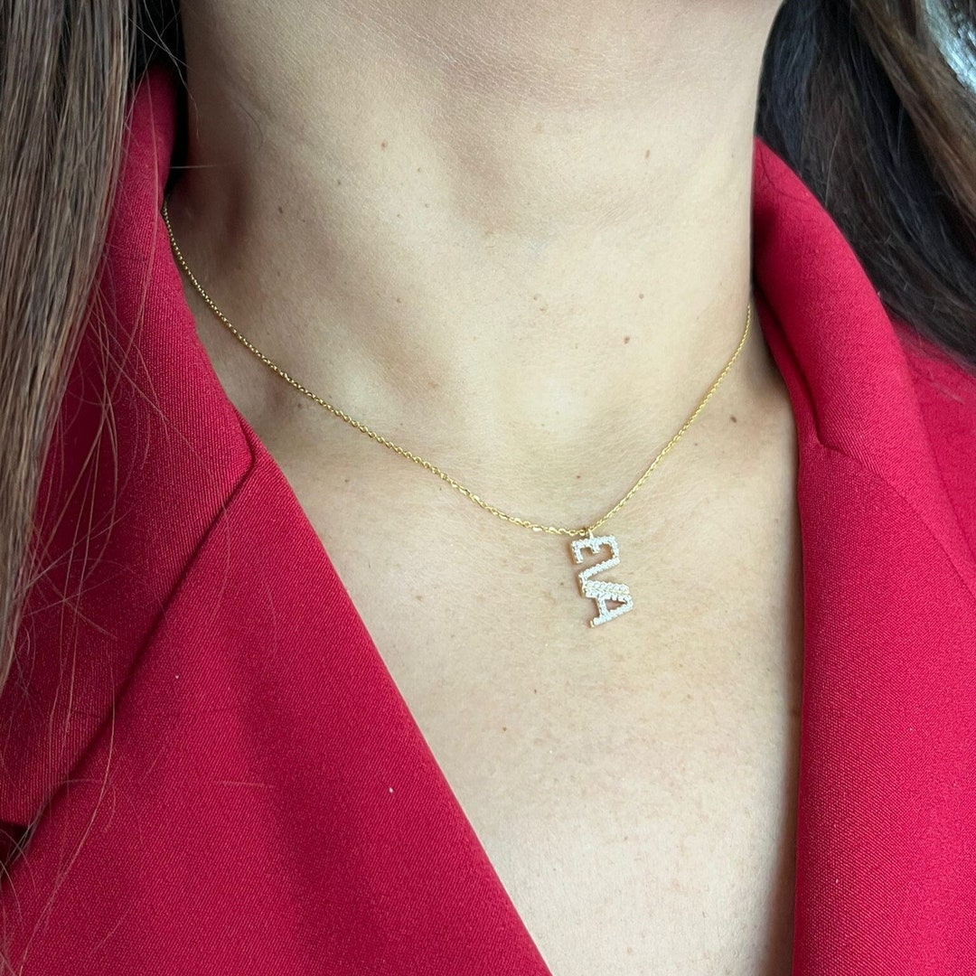 14k Real Diamond Name Necklace, Diamond Script Necklace, Personalized ...