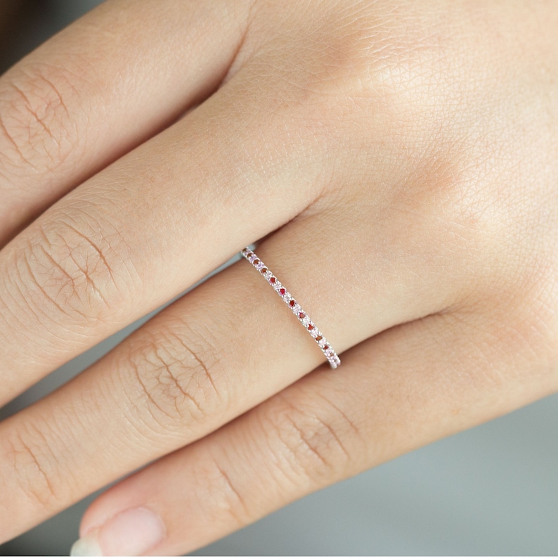 Natural Ruby and Diamond Wedding Band Half Eternity Wedding - Etsy